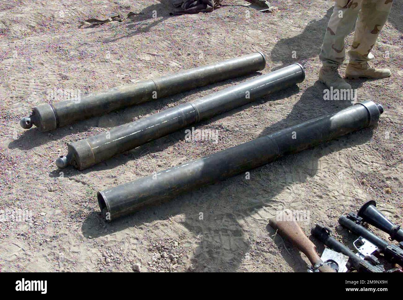 Captured Iraqi weapons are displayed after US Marine Corps (USMC) 24th ...