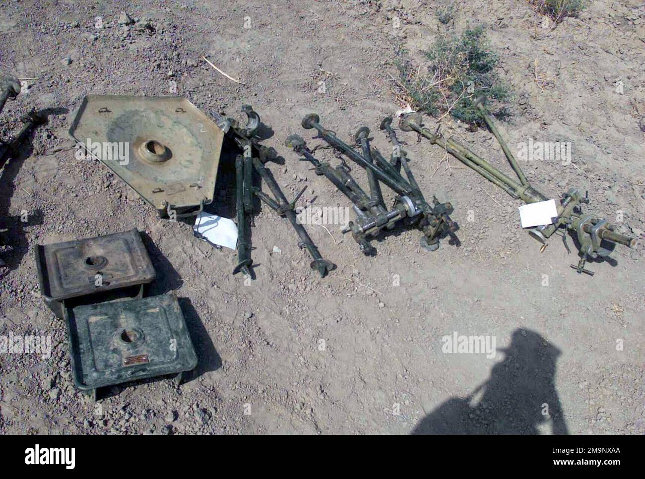 Captured Iraqi weapons are displayed after US Marine Corps (USMC) 24th ...