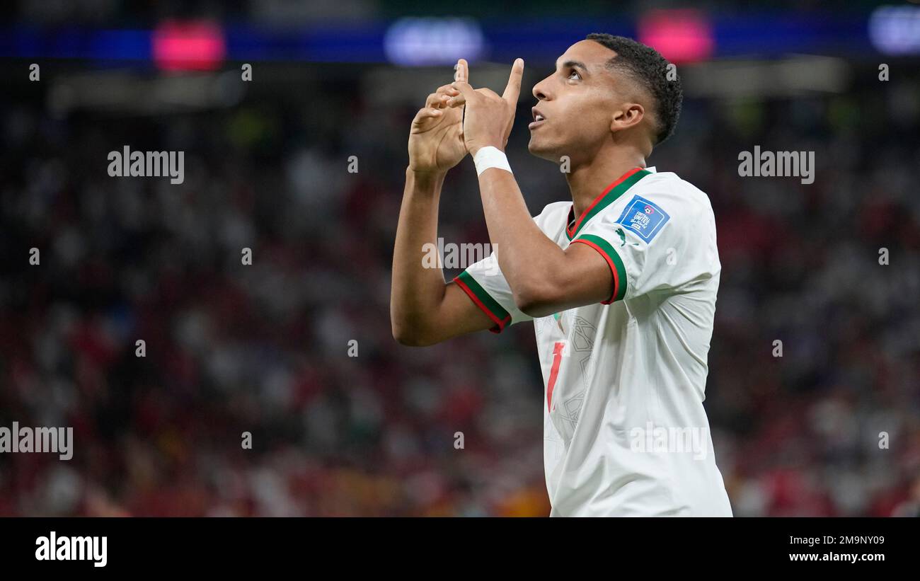Morocco's Abdelhamid Sabiri celebrates after he scored his side's ...