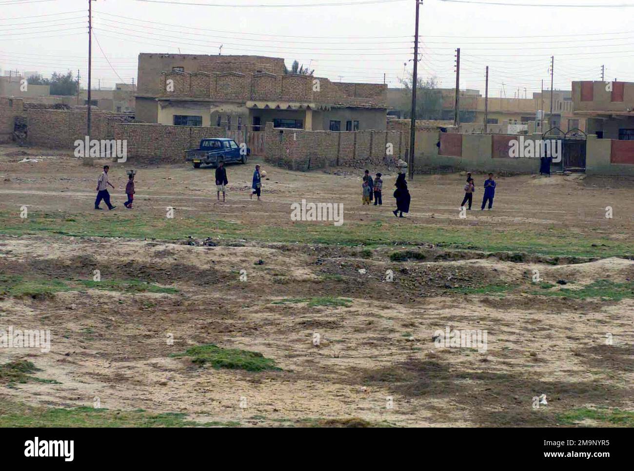 A view of the dirt revetment berms running along the road exits near ...