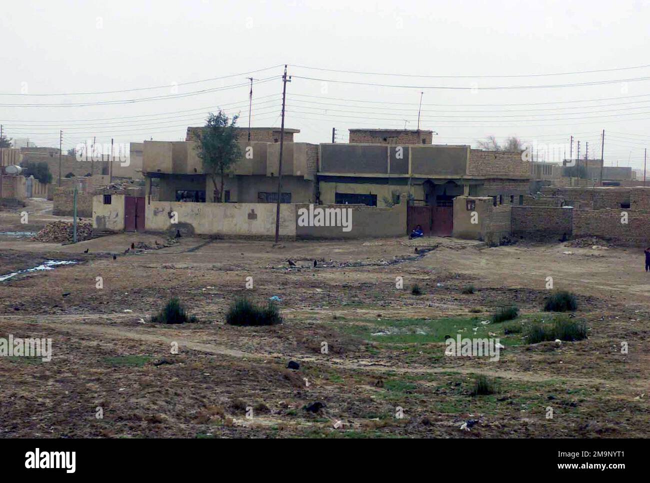 Wide-angle view showing the road exits near the town of Al Rifa, Iraq ...
