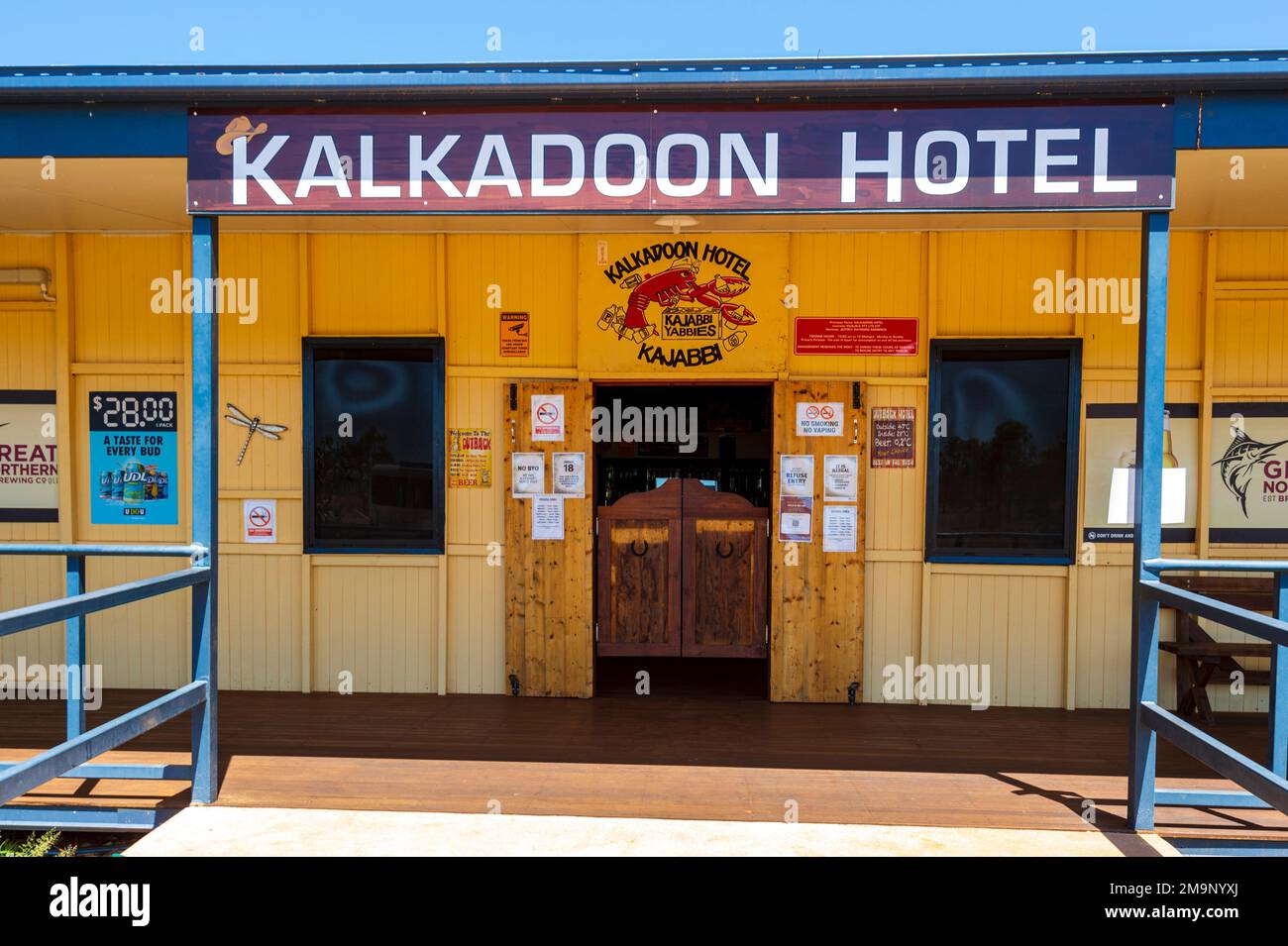 Front view of the historic Kalkadoon Hotel, Kajabbi, Queensland, QLD ...