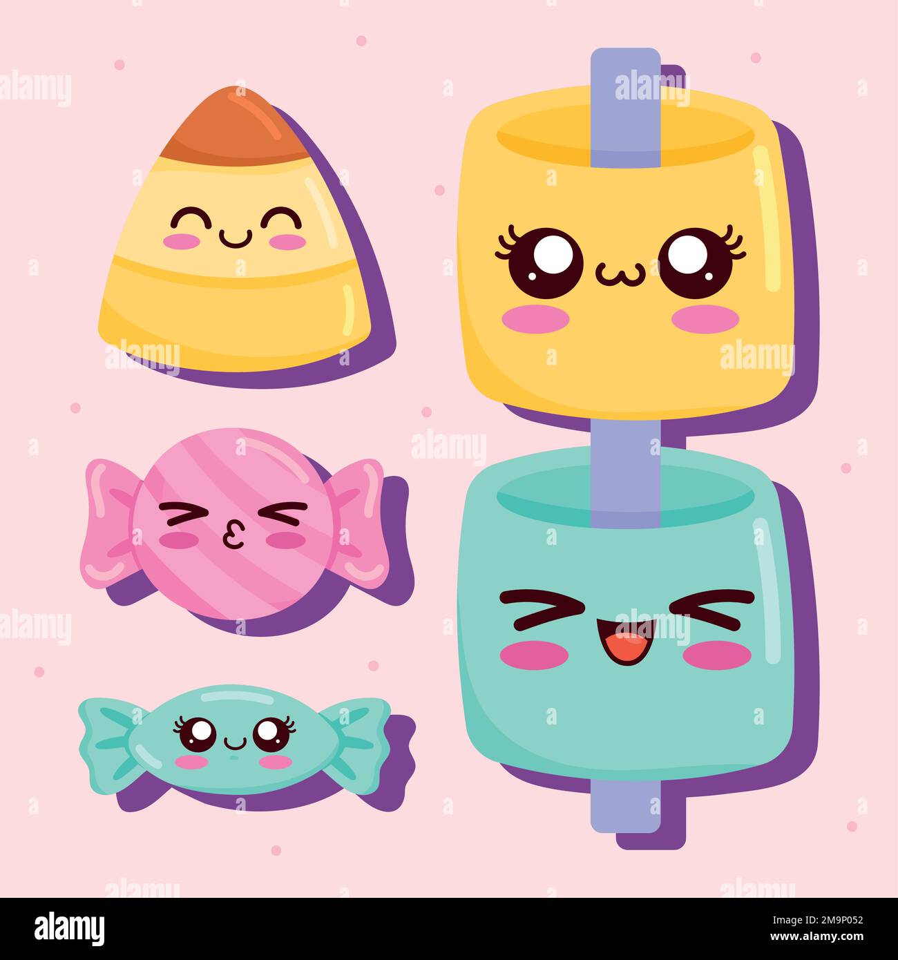 five sweet food kawaii characters Stock Vector Image & Art - Alamy