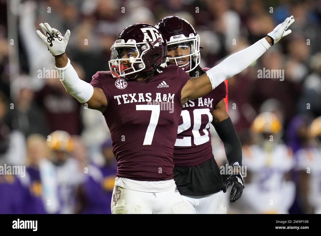Texas A&M defensive back Tyreek Chappell (7) reacts after stopping LSU ...