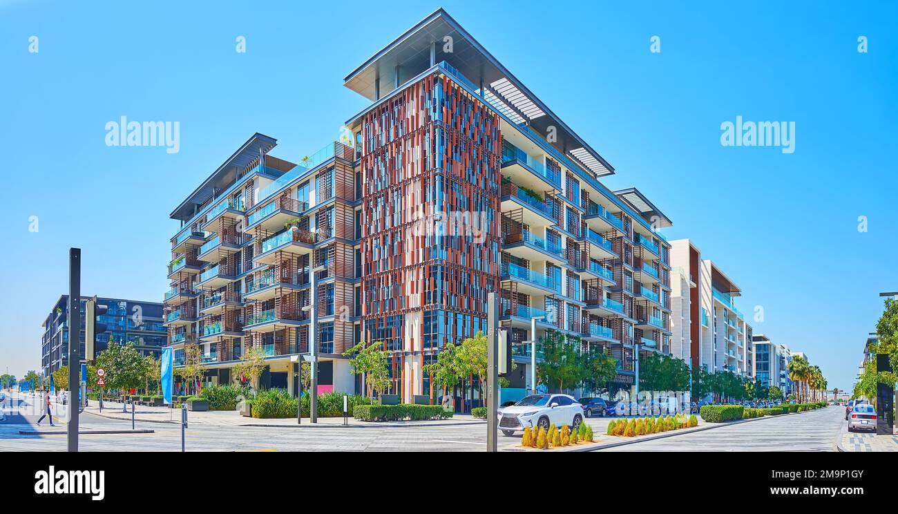 Panorama of modern City Walk Residences, located in City Walk district ...