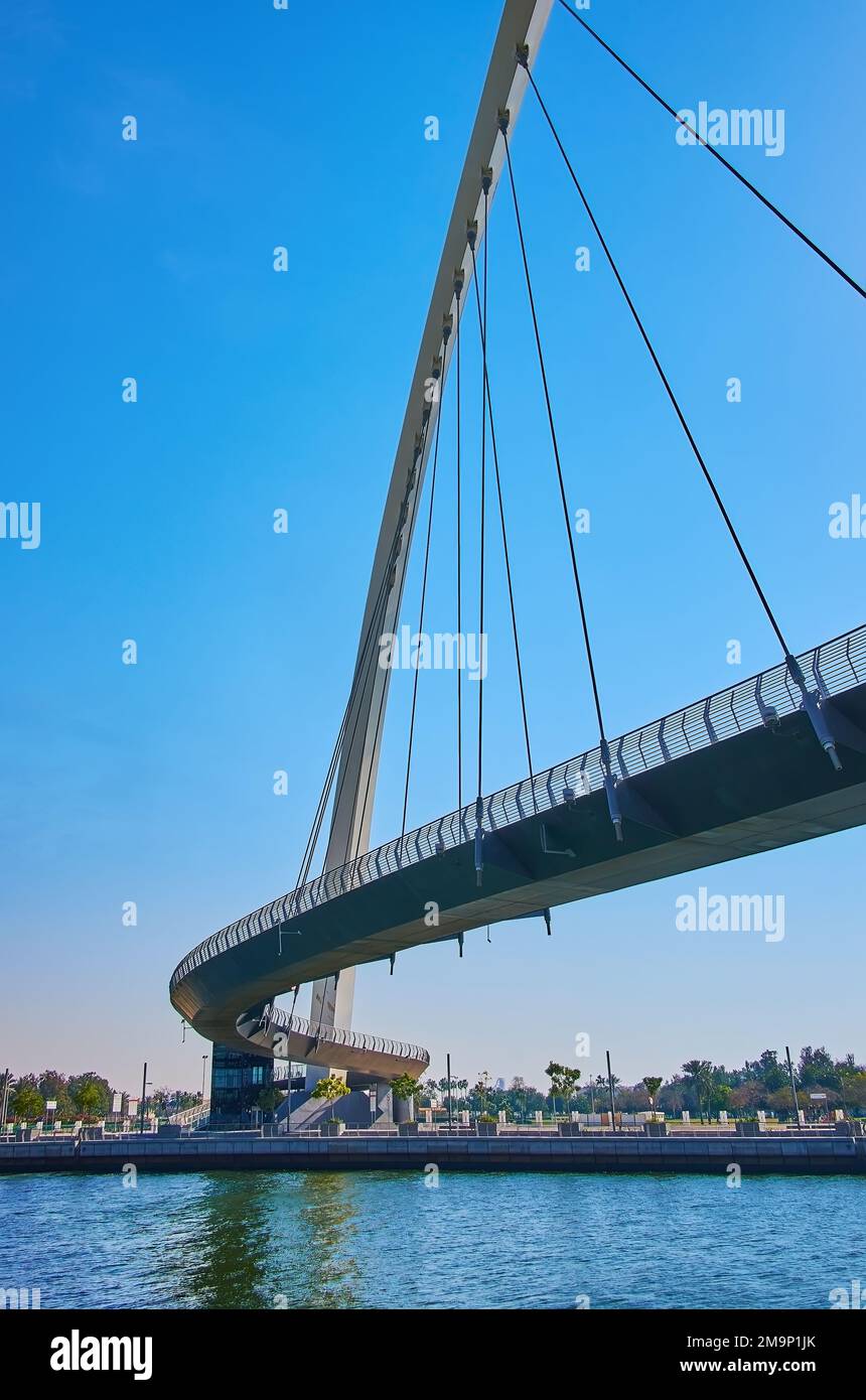 The curved construction of the scenic Tolerance Bridge across Dubai ...