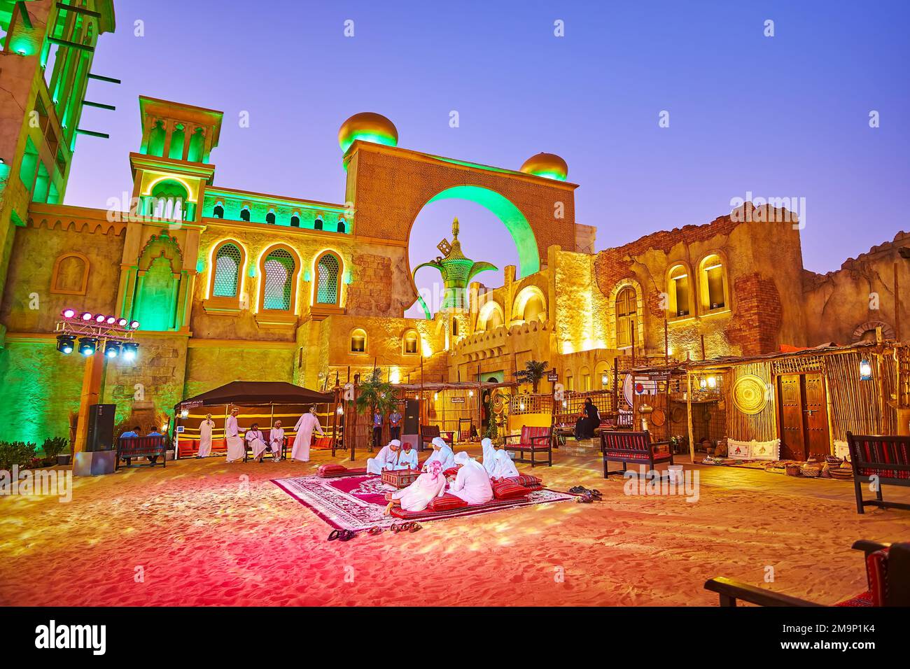 DUBAI, UAE - MARCH 6, 2020: The small dessert village reconstruction in ...
