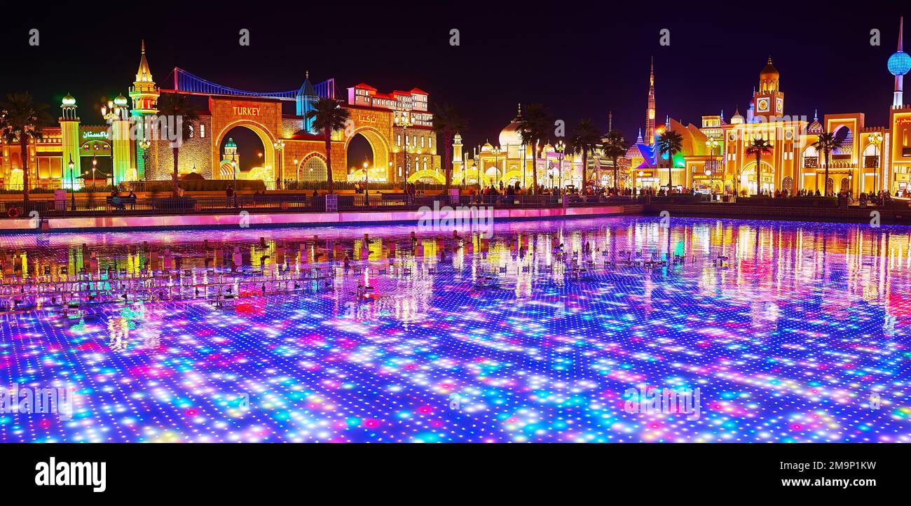 DUBAI, UAE - MARCH 6, 2020: Panorama of Global Village Dubai with ...