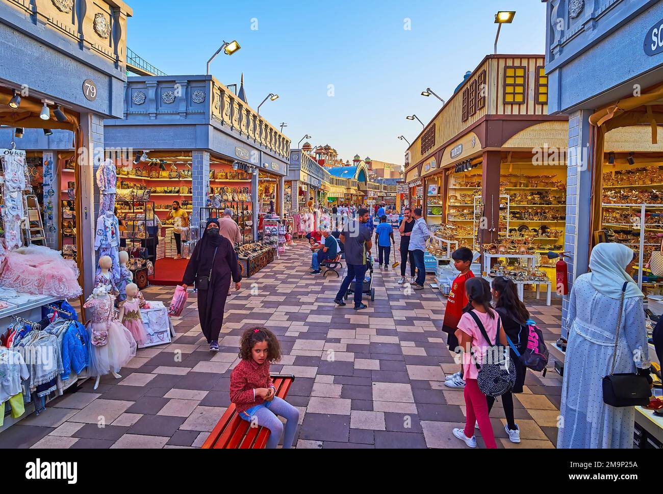 DUBAI, UAE - MARCH 6, 2020: The alleyway with different shops in Turkey ...