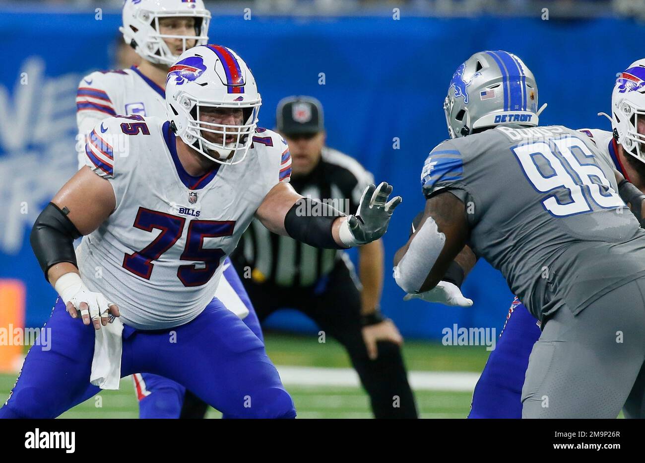 Buffalo Bills guard Greg Van Roten (75) blocks against Detroit Lions ...