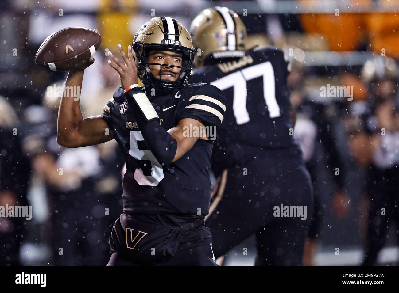 Vanderbilt quarterback Mike Wright (5) throws to a receiver during the ...