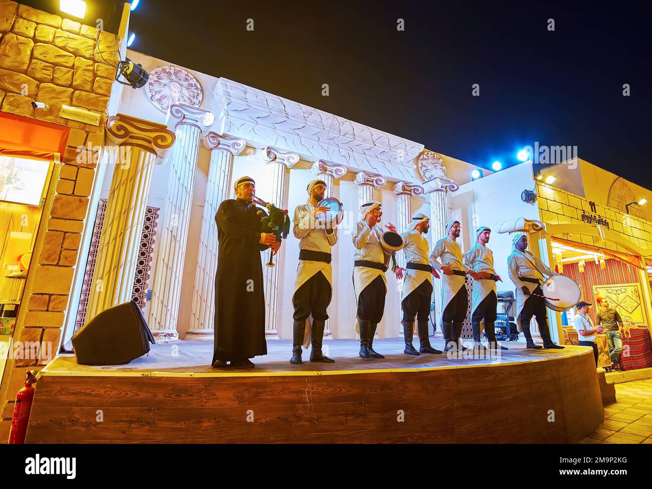 DUBAI, UAE - MARCH 6, 2020: Performance of traditional music with ...