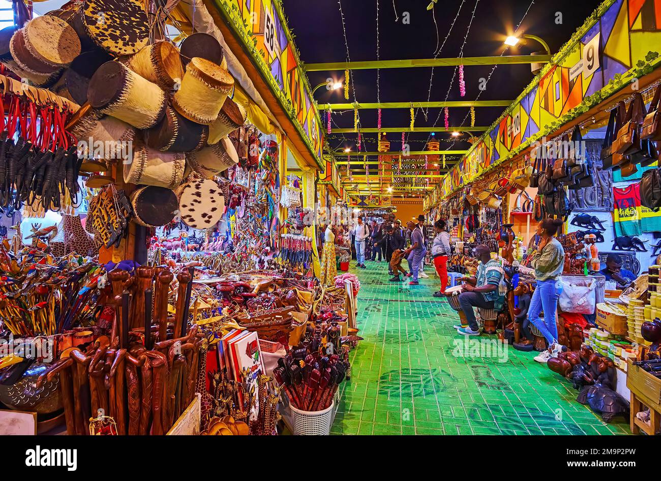 DUBAI, UAE - MARCH 6, 2020: The alley of Africa Pavilion in Global ...