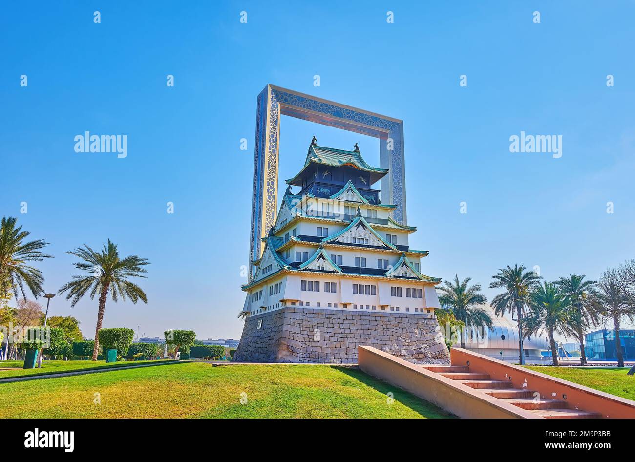 DUBAI, UAE - MARCH 6, 2020: Zabeel Park with Mini Osaka Castle and ...