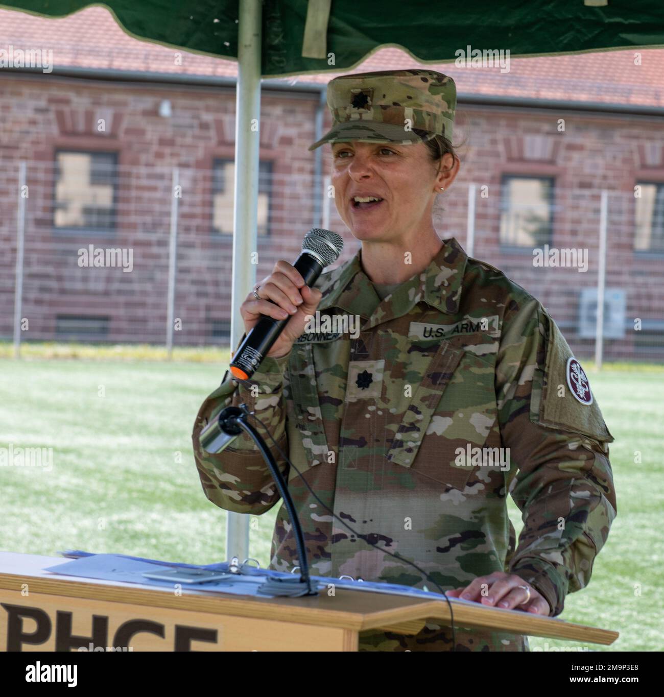U.S. Army Lt. Col. Nicole K. Charbonneau, outgoing commander of Public ...