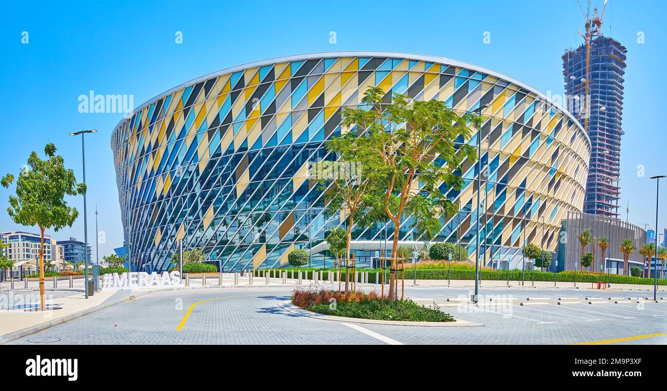 DUBAI, UAE - MARCH 6, 2020: Panorama of modern glass Coca-Cola Arena ...