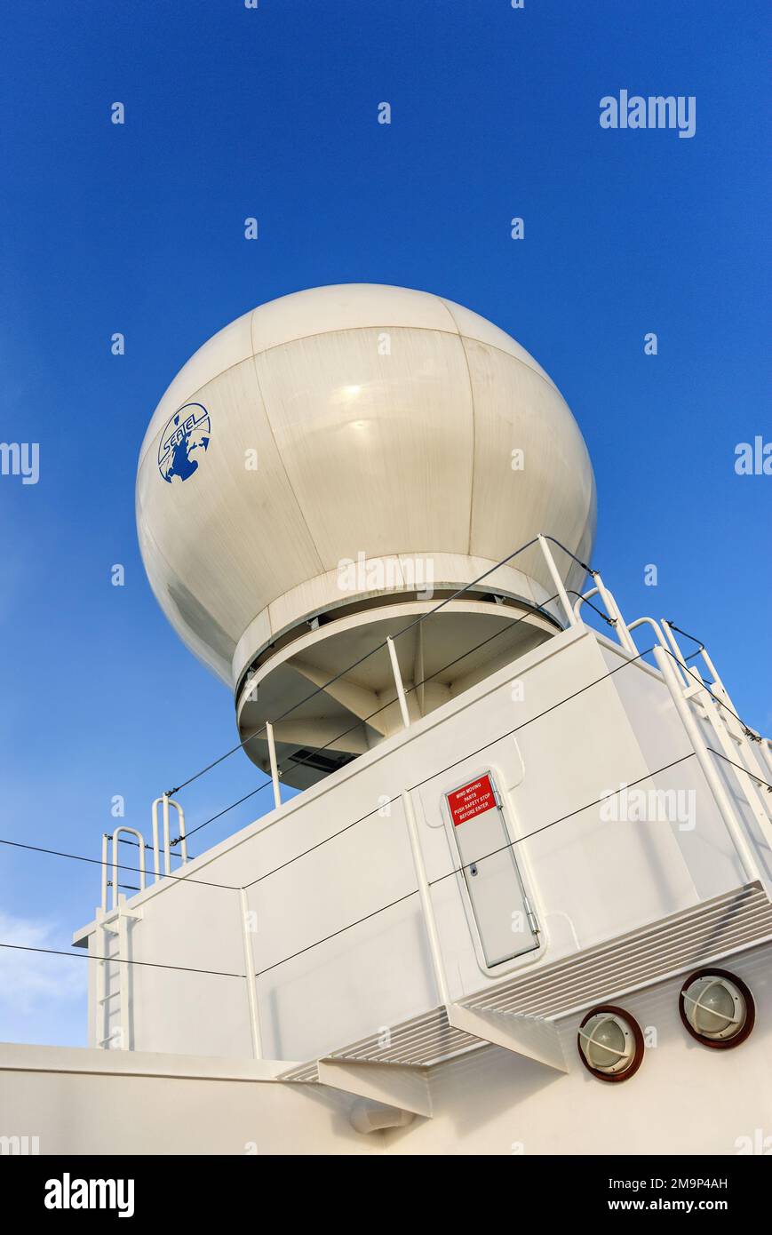 Satellite communication domes located on a cruise ship Stock Photo - Alamy
