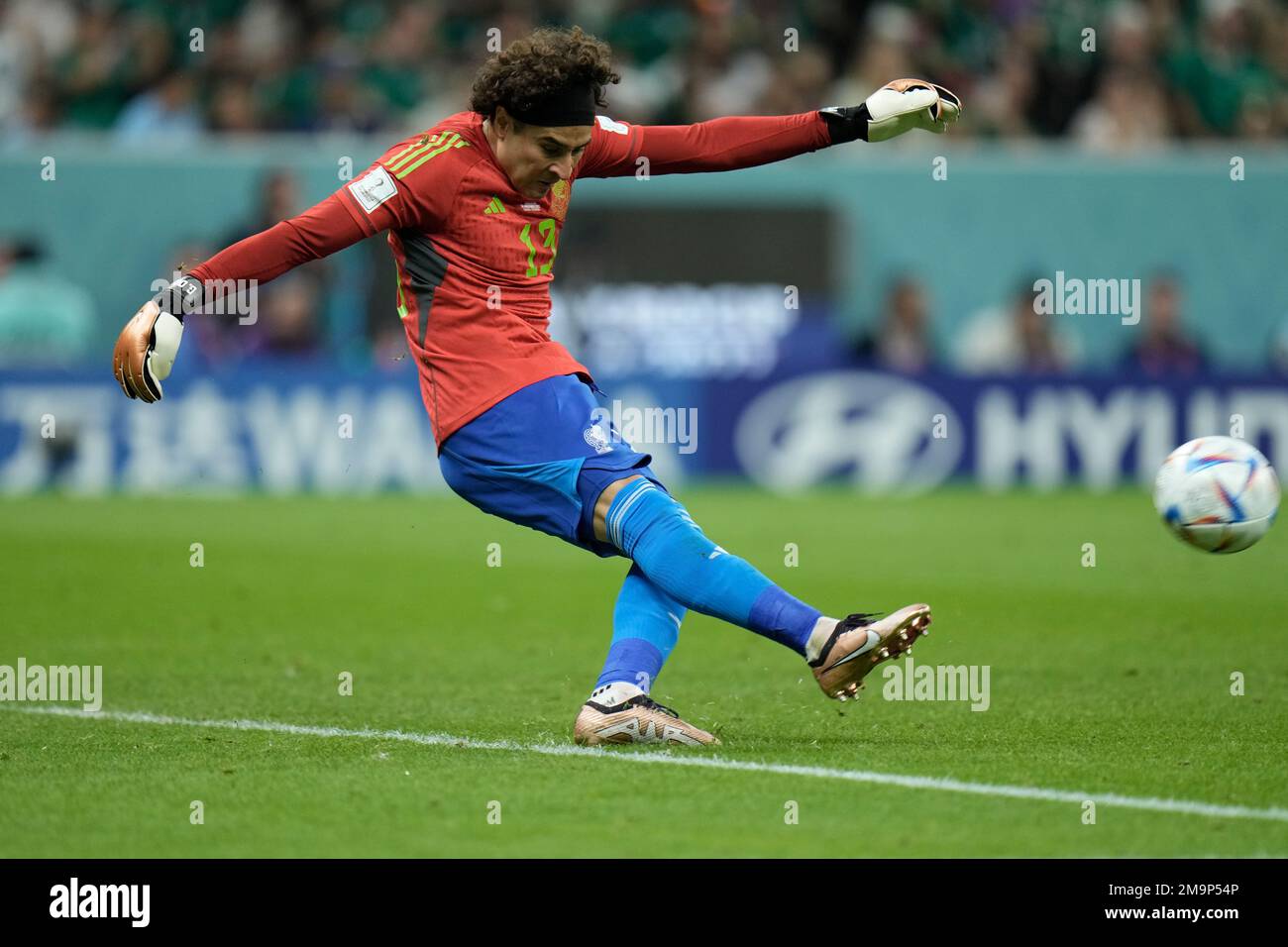 Mexico's goalkeeper Guillermo Ochoa kicks the ball during the World Cup ...