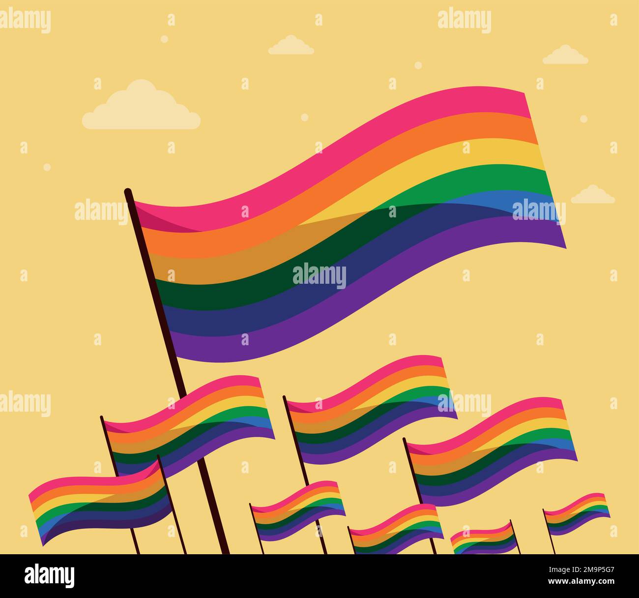 Lgbti Pride Flags Waving In Poles Stock Vector Image And Art Alamy