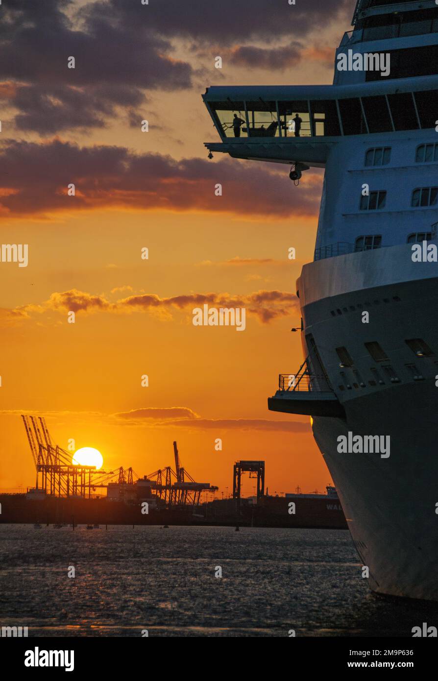 Sunset departure of the cruise ship Celebrity Eclipse from the Port of ...