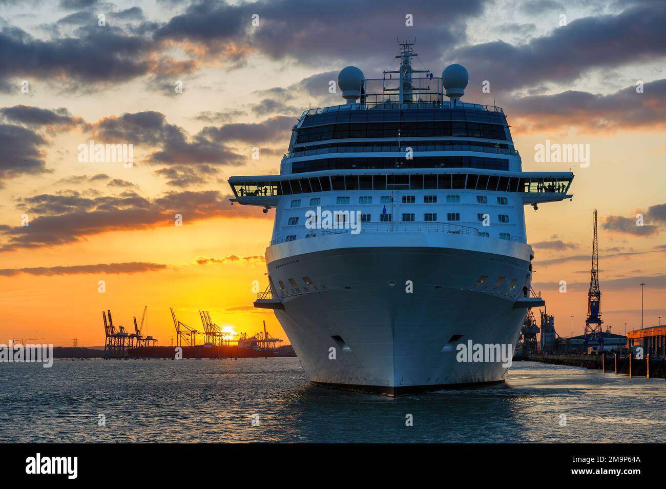 Sunset departure of the cruise ship Celebrity Eclipse from the Port of ...
