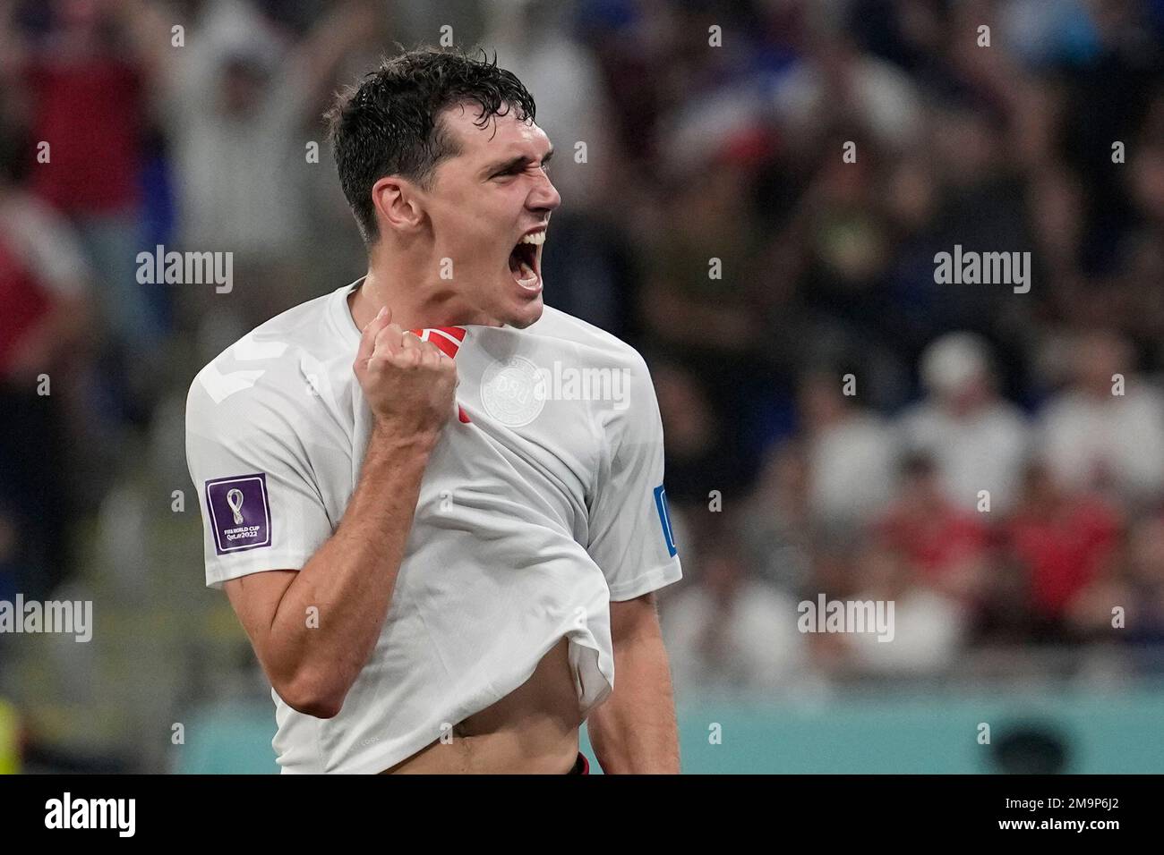 Denmark's Andreas Christensen celebrates after scoring his side's first ...