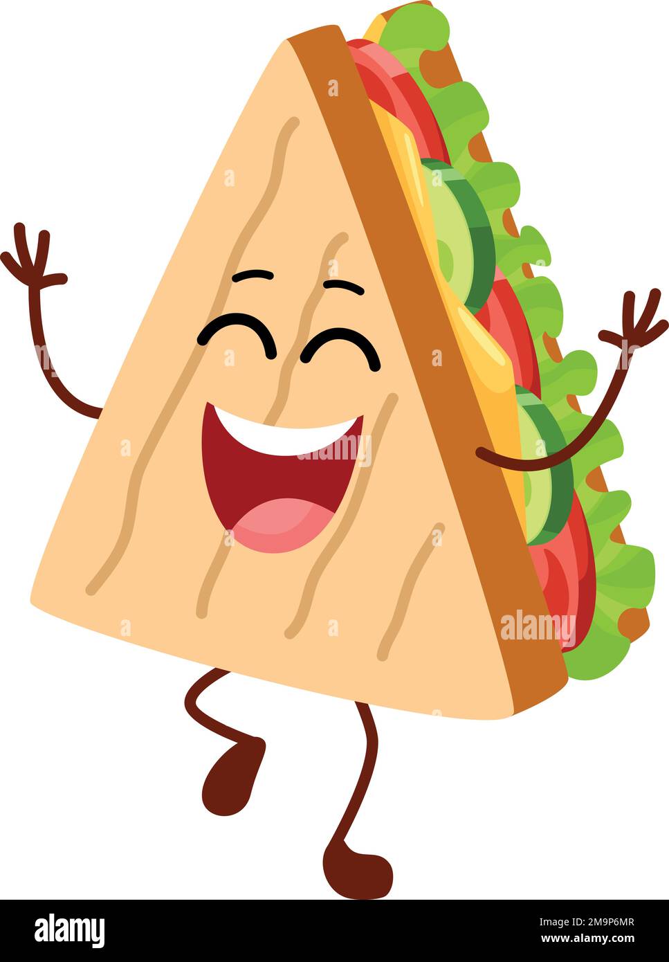 Happy sandwich character jumping. Fast food mascot Stock Vector Image ...
