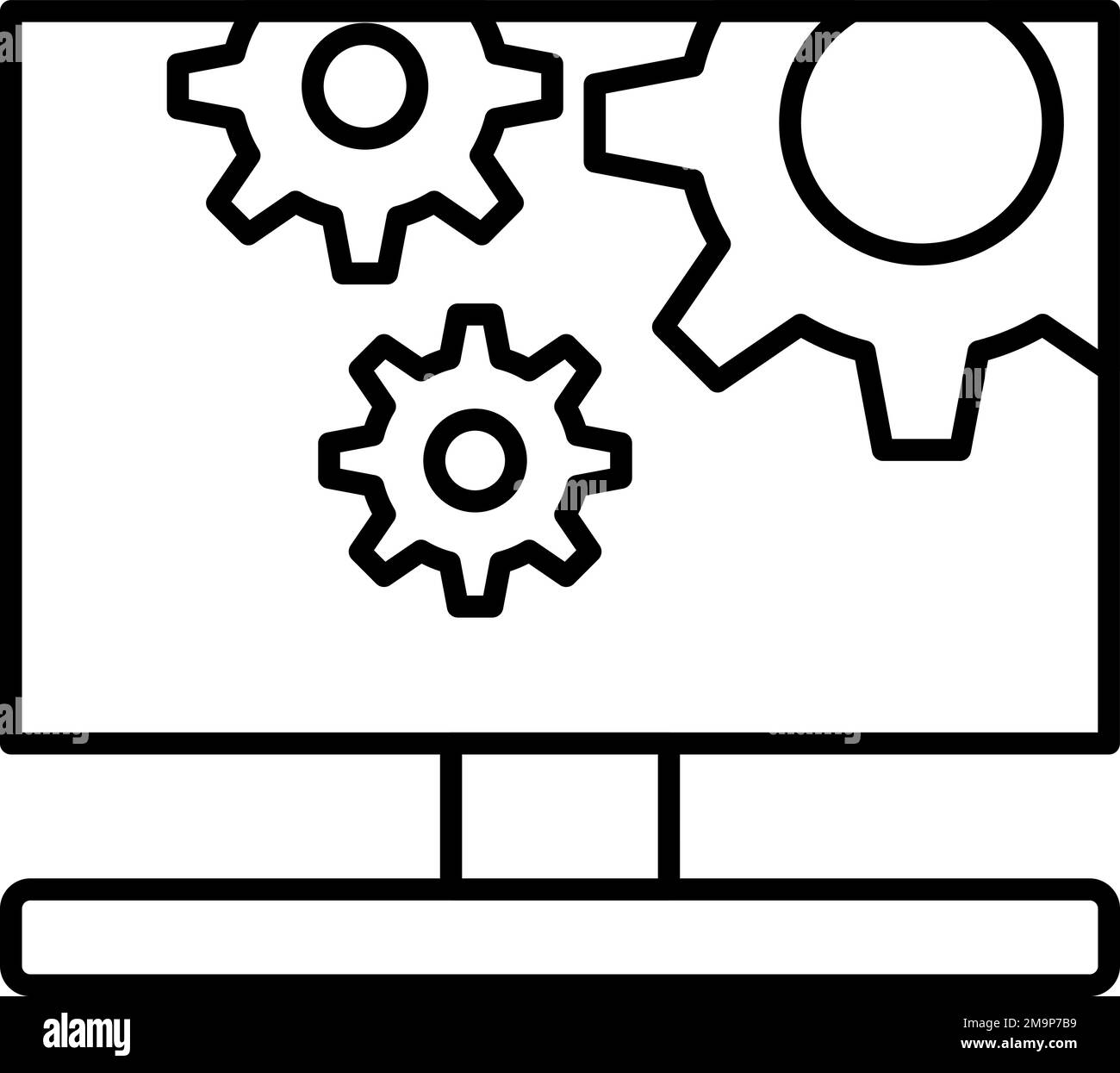 Computer, desktop, laptop vector icon on transparent background. Outline Computer, desktop ...