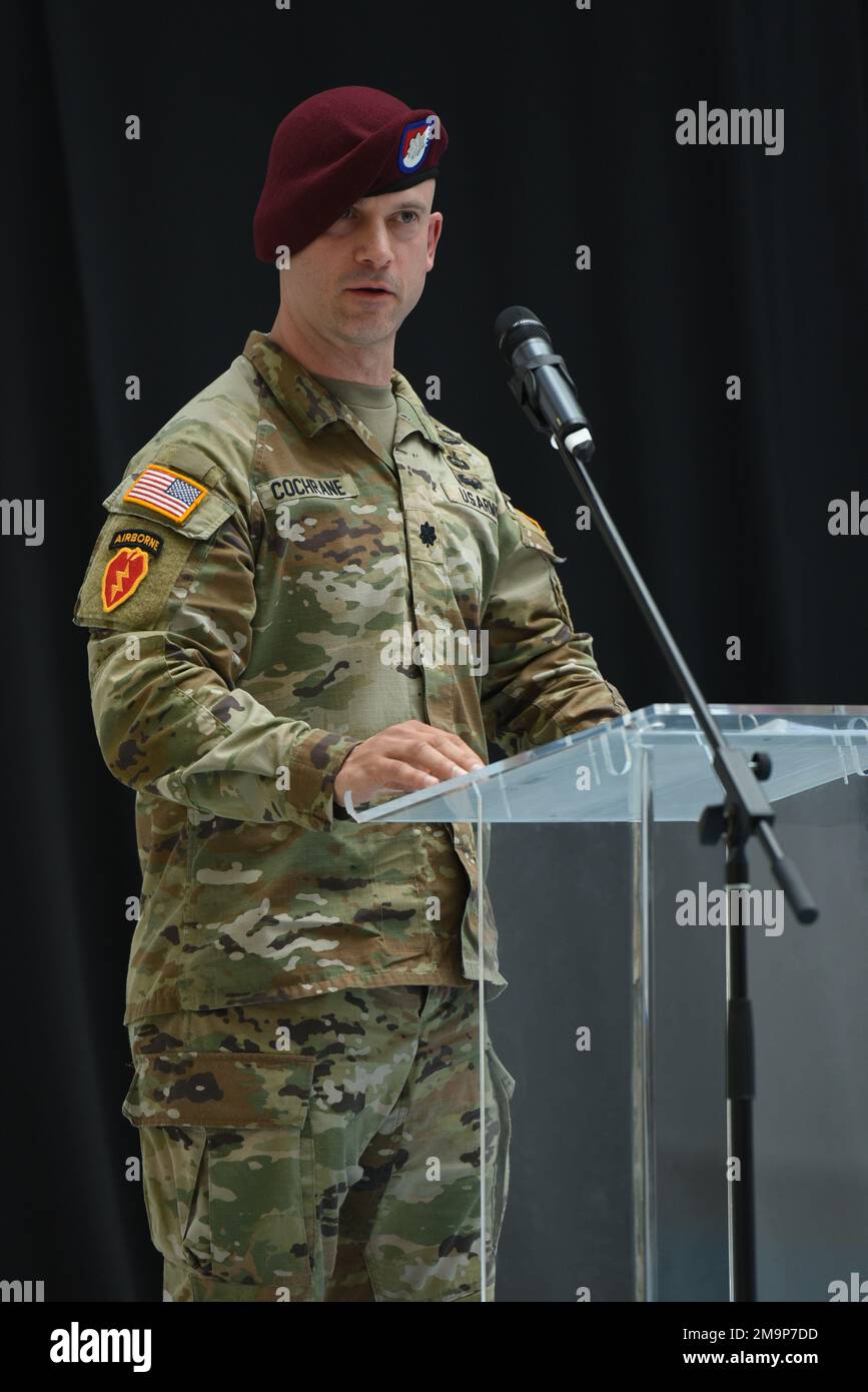 U.S. Army Lt. Col. David Cochrane, incoming commander of 5th Squadron, 73rd Cavalry Regiment ...
