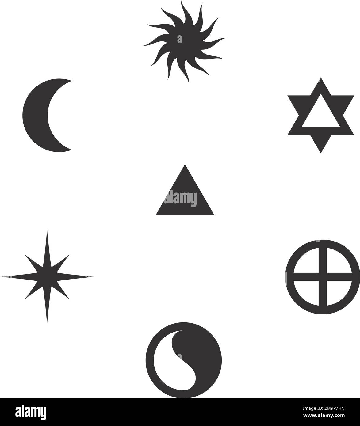 Esoteric signs. Magic sacred solar lunar symbols Stock Vector Image ...