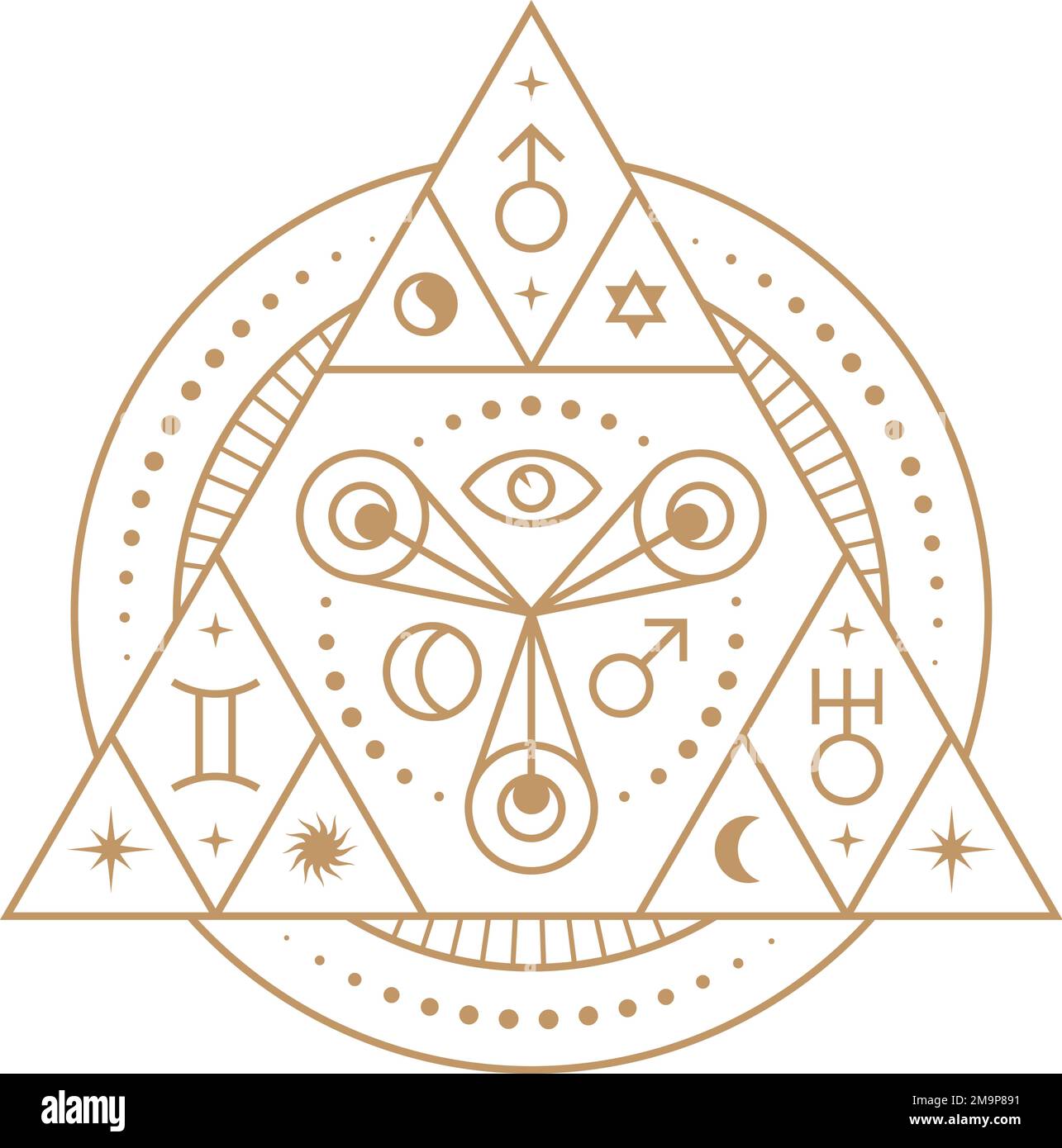 Astrological emblem. Alchemy pyramid symbol. Sacred icons Stock Vector ...