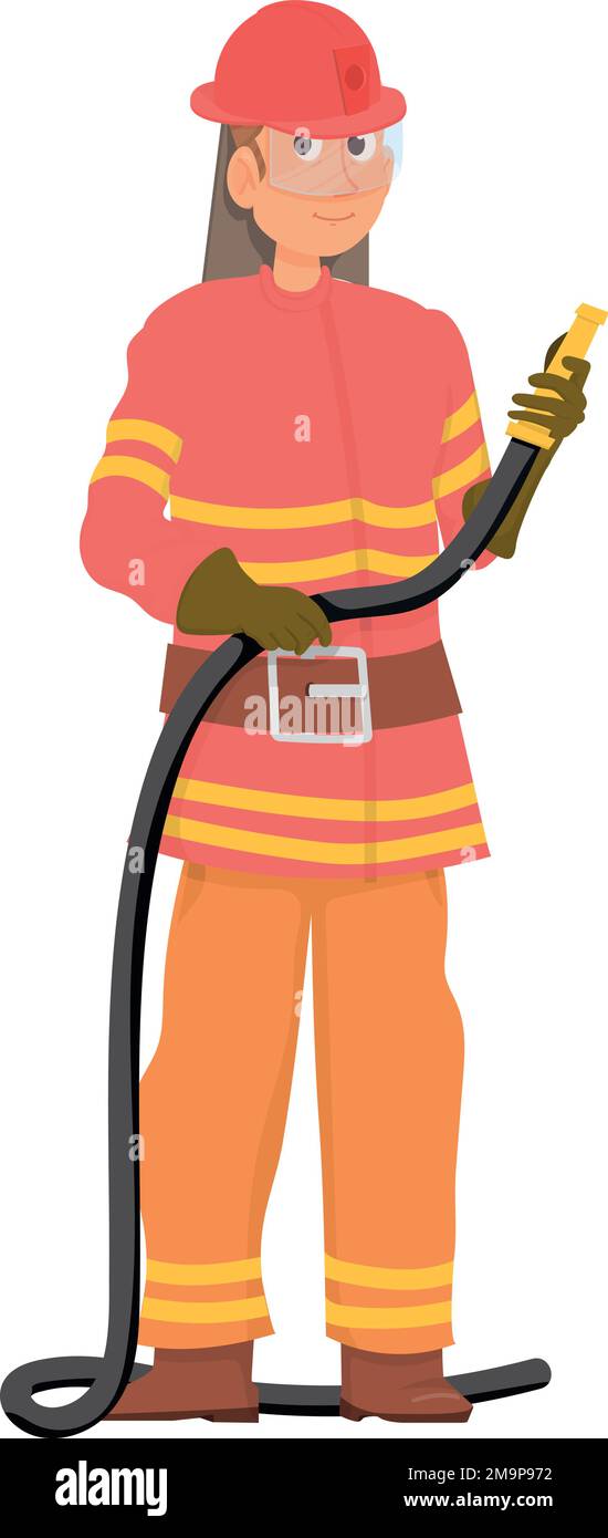 Female firefighter character in fire protection. Professional woman ...