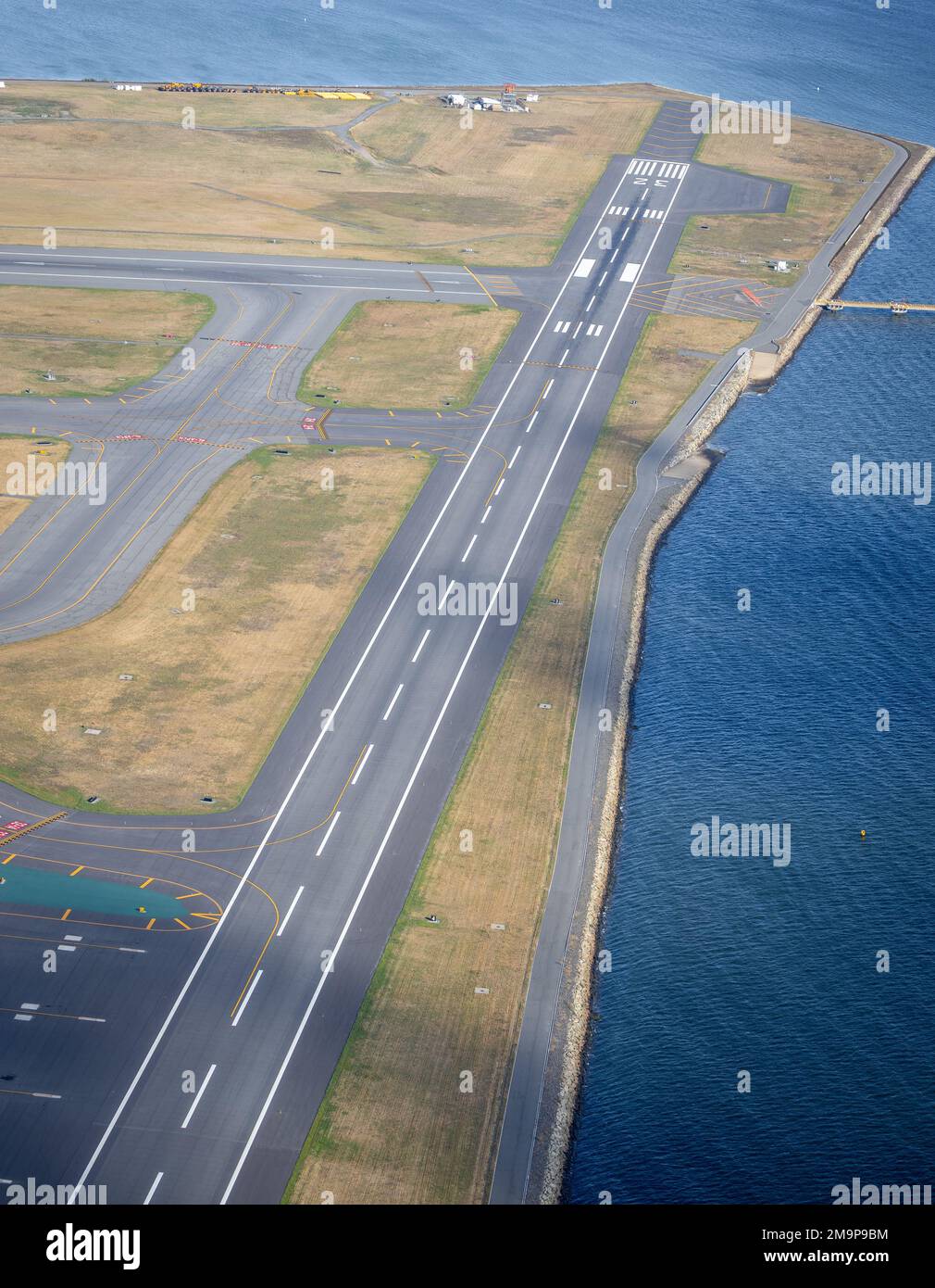 An aerial view of Airport Runway at Boston's Logan International ...