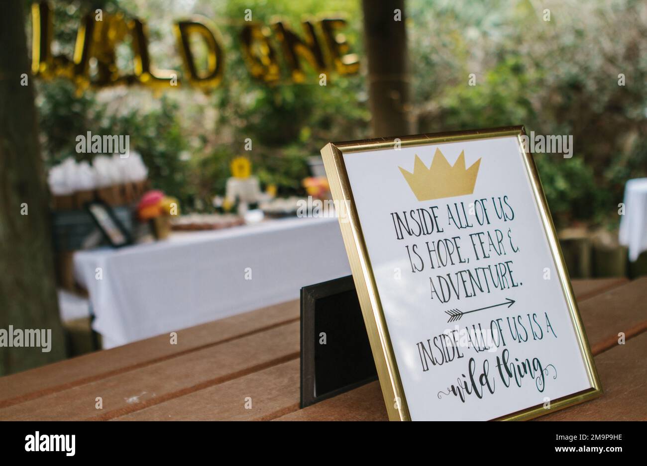 Where the Wild Things Are sign for child's first birthday party Stock ...