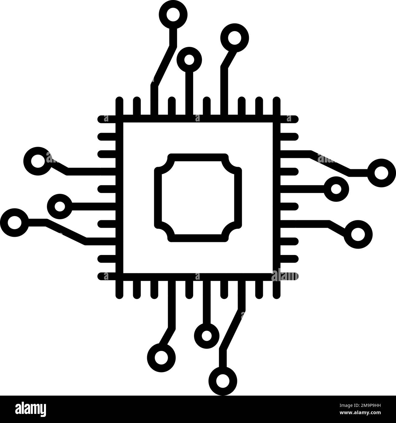 Ai, artificial, chip vector icon on transparent background. Outline Ai, artificial, chip vector ...