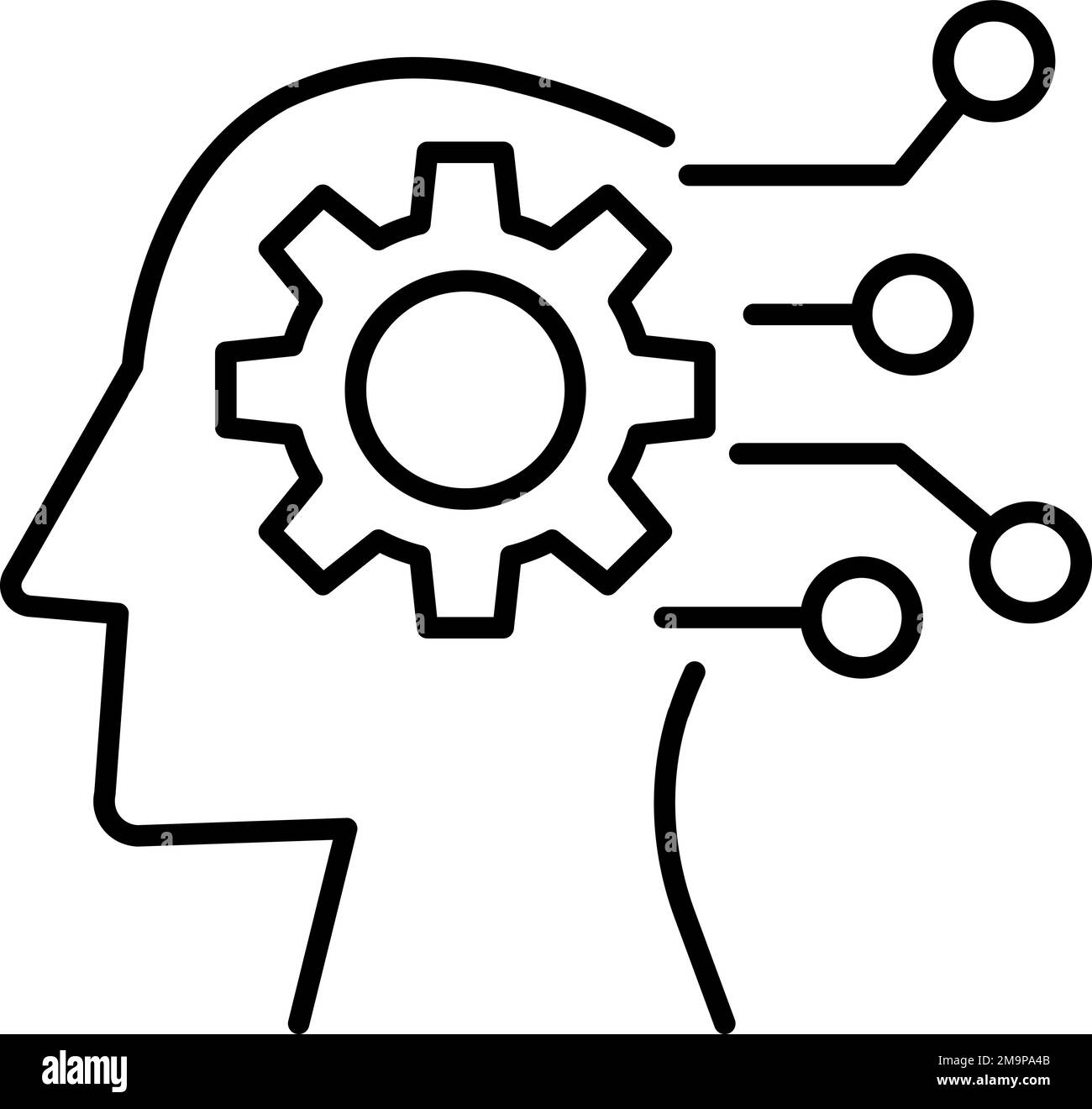 Ai, artificial, computer vector icon on transparent background. Outline ...