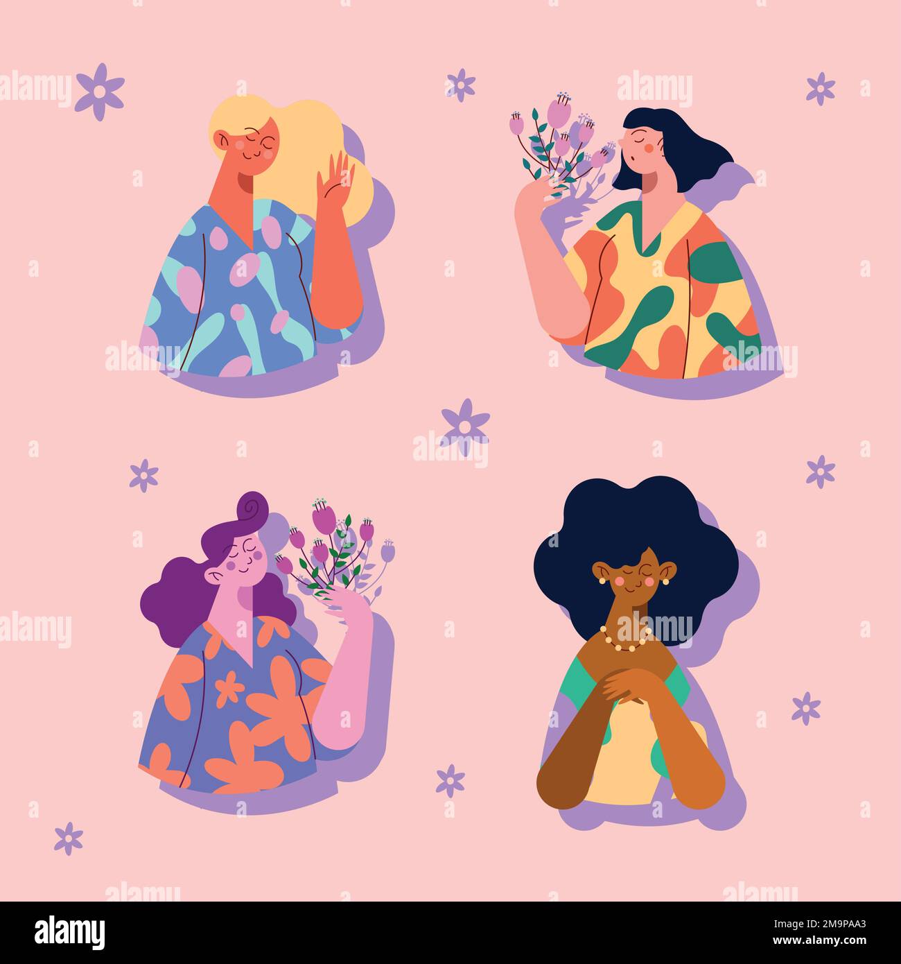four free women characters group Stock Vector Image & Art - Alamy