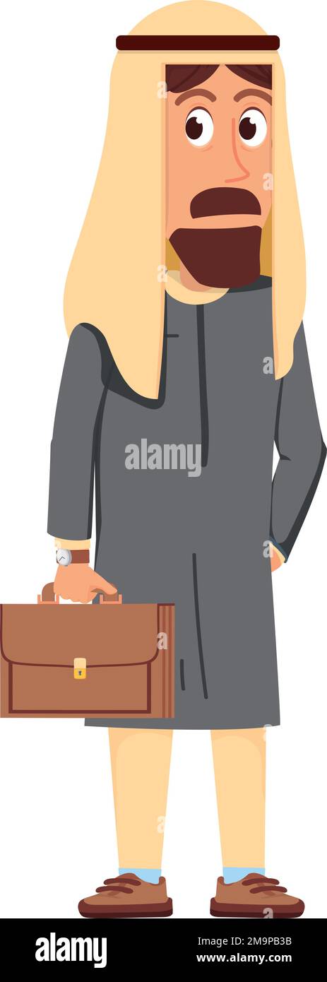 Middle eastern businessman. Islamic cartoon man with briefcase Stock ...