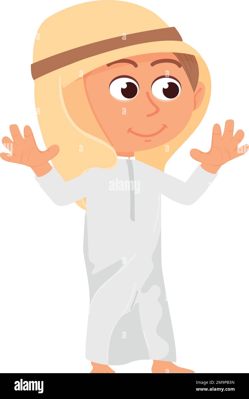 Arabic boy. Cartoon happy kid in saudi clothes Stock Vector Image & Art ...