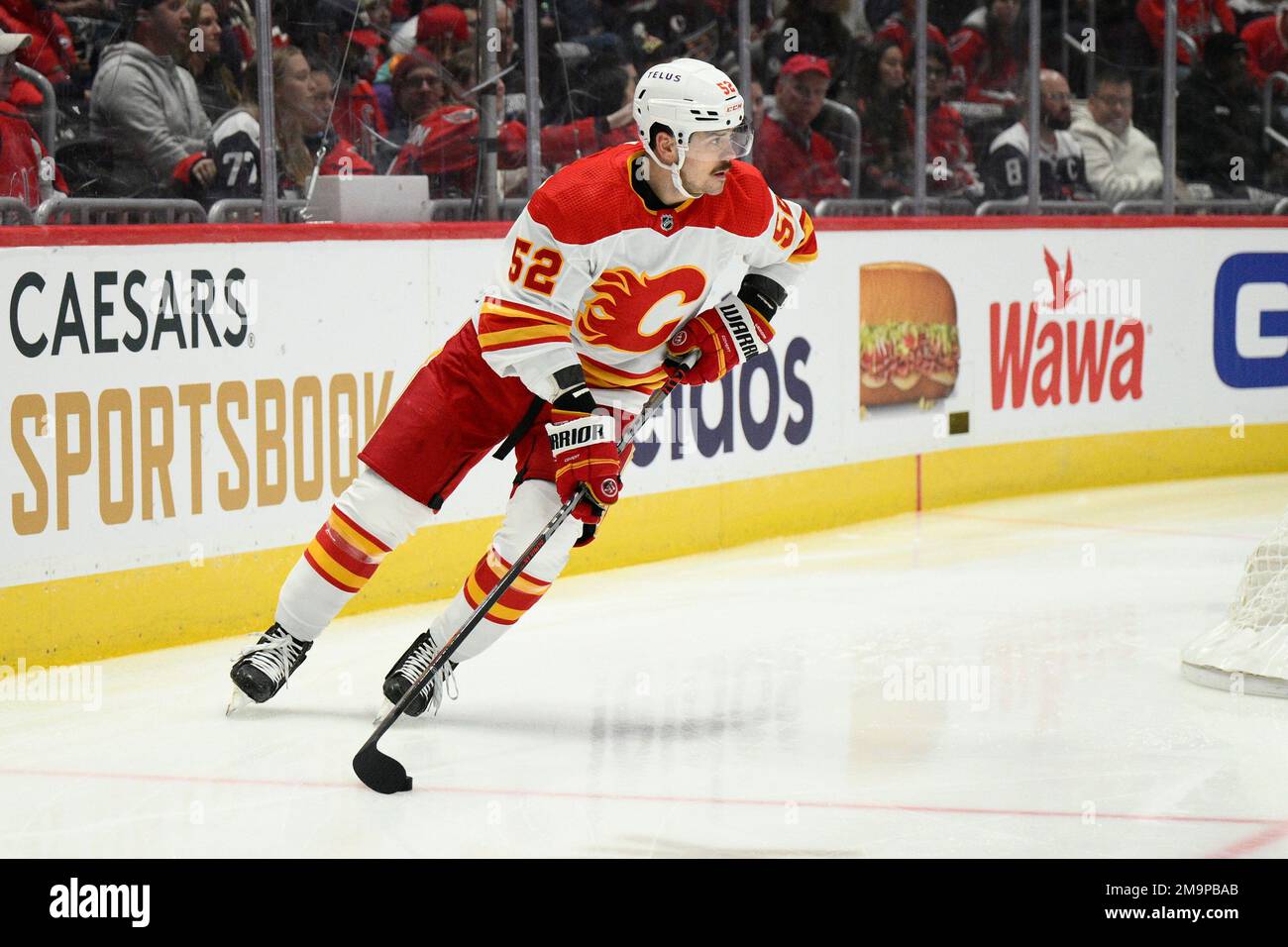 Calgary Flames defenseman MacKenzie Weegar (52) in action during the ...