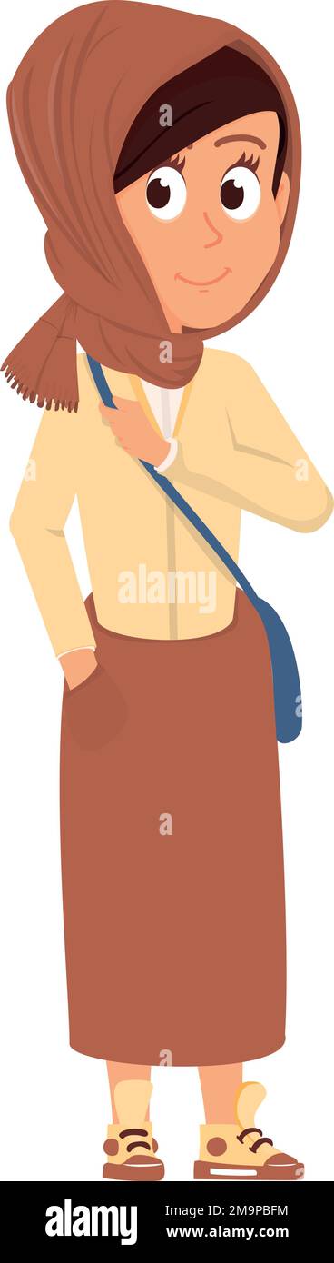 Islamic female student character. Cartoom muslim woman Stock Vector ...