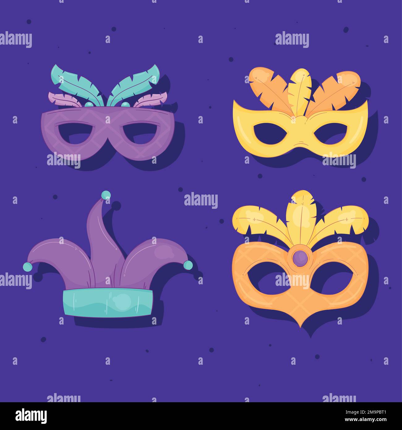 mardi gras masks and jester hat icons Stock Vector Image & Art - Alamy