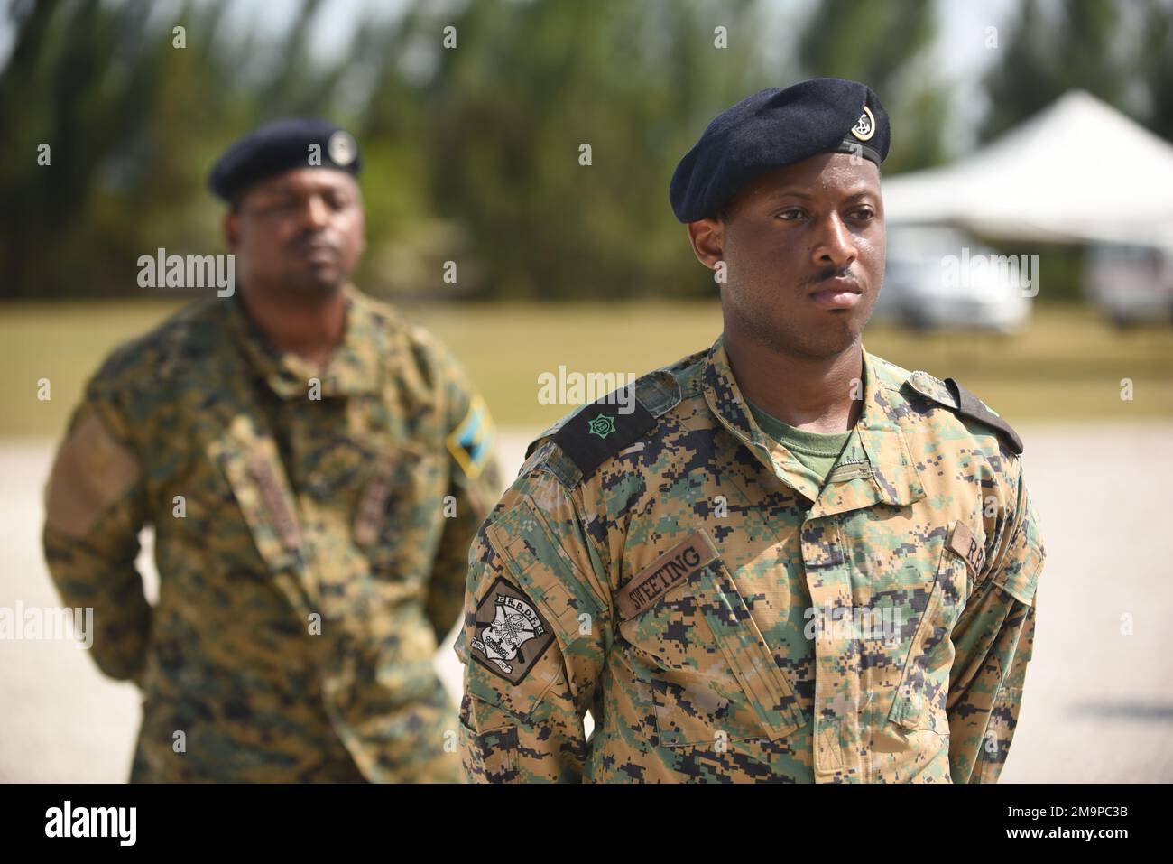 Royal Bahamas Defence Force Able Seaman Sweeting stands at parade rest ...