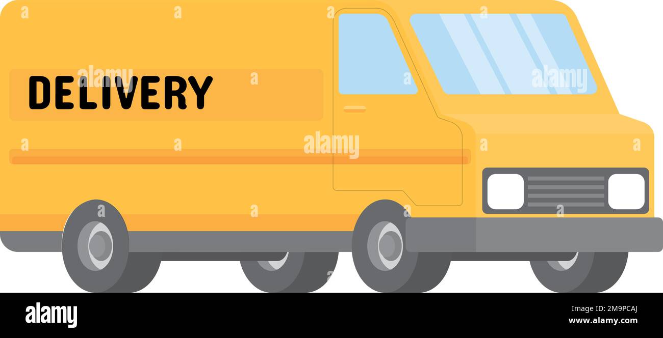Delivery van icon. Yellow shipping truck transport Stock Vector Image ...