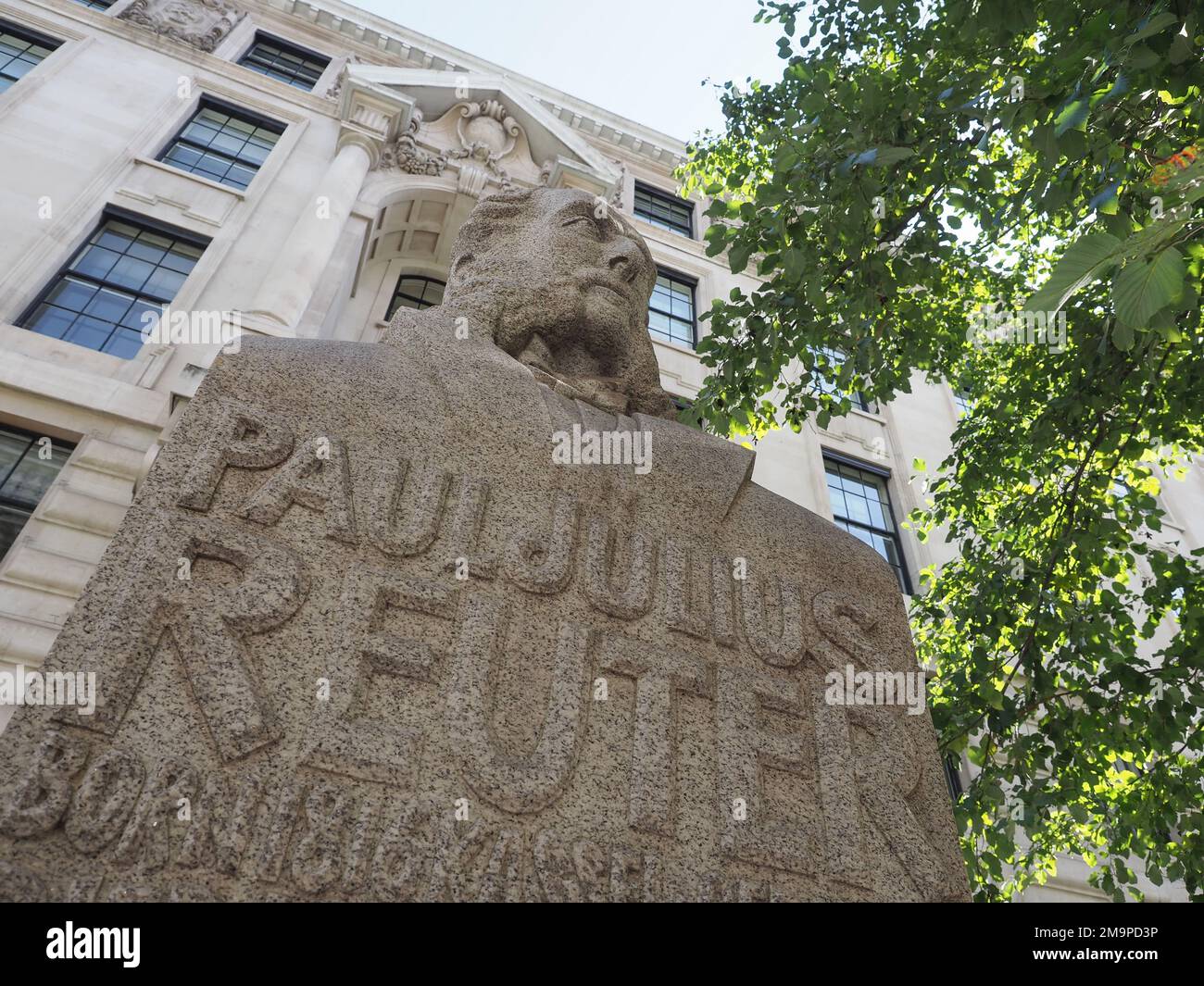 LONDON, UK - CIRCA OCTOBER 2022: Paul Julius Reuter statue by sculptor ...