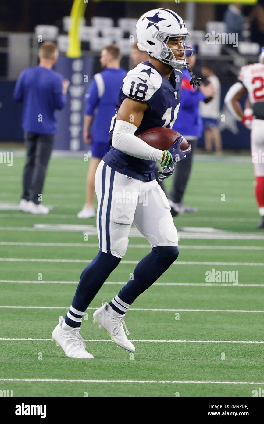 Dallas Cowboys wide receiver Jalen Tolbert (18) warms up prior to an ...