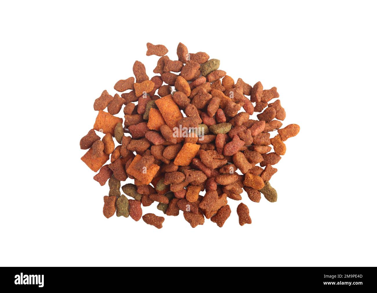 Stack of cat food pellets on white background Stock Photo - Alamy