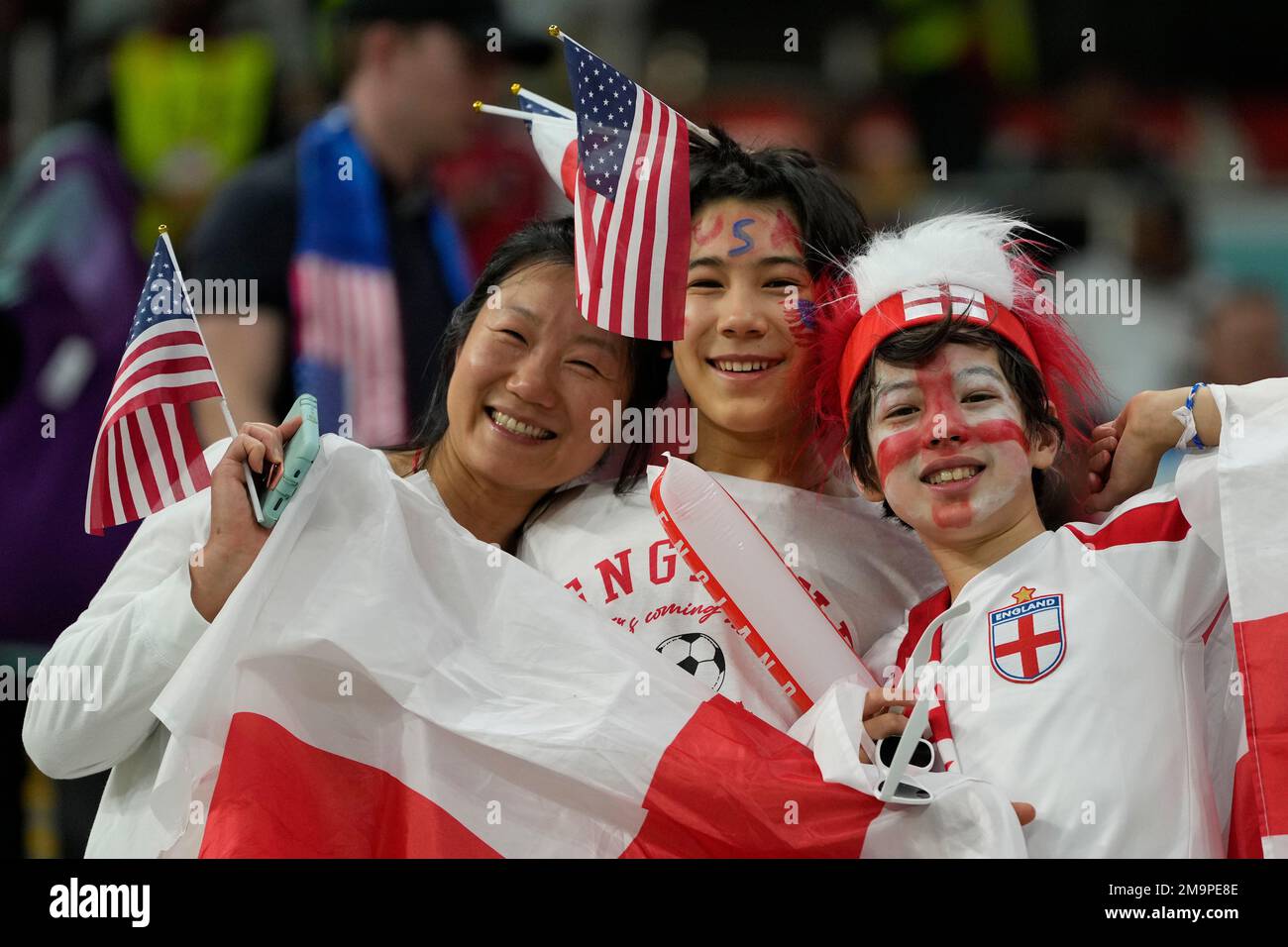 Soccer fans cheer for their teams prior to the World Cup group B soccer ...