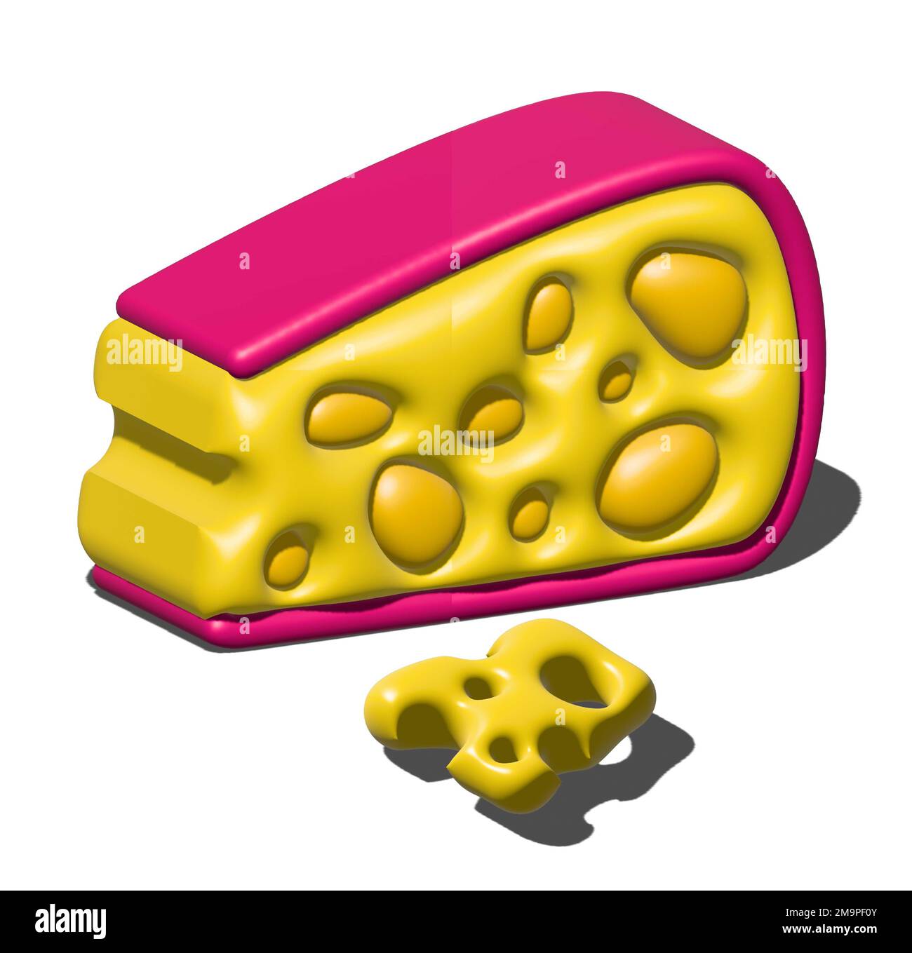 Plasticine, futuristic cheese for web, app. 3D rendering cheese icon ...