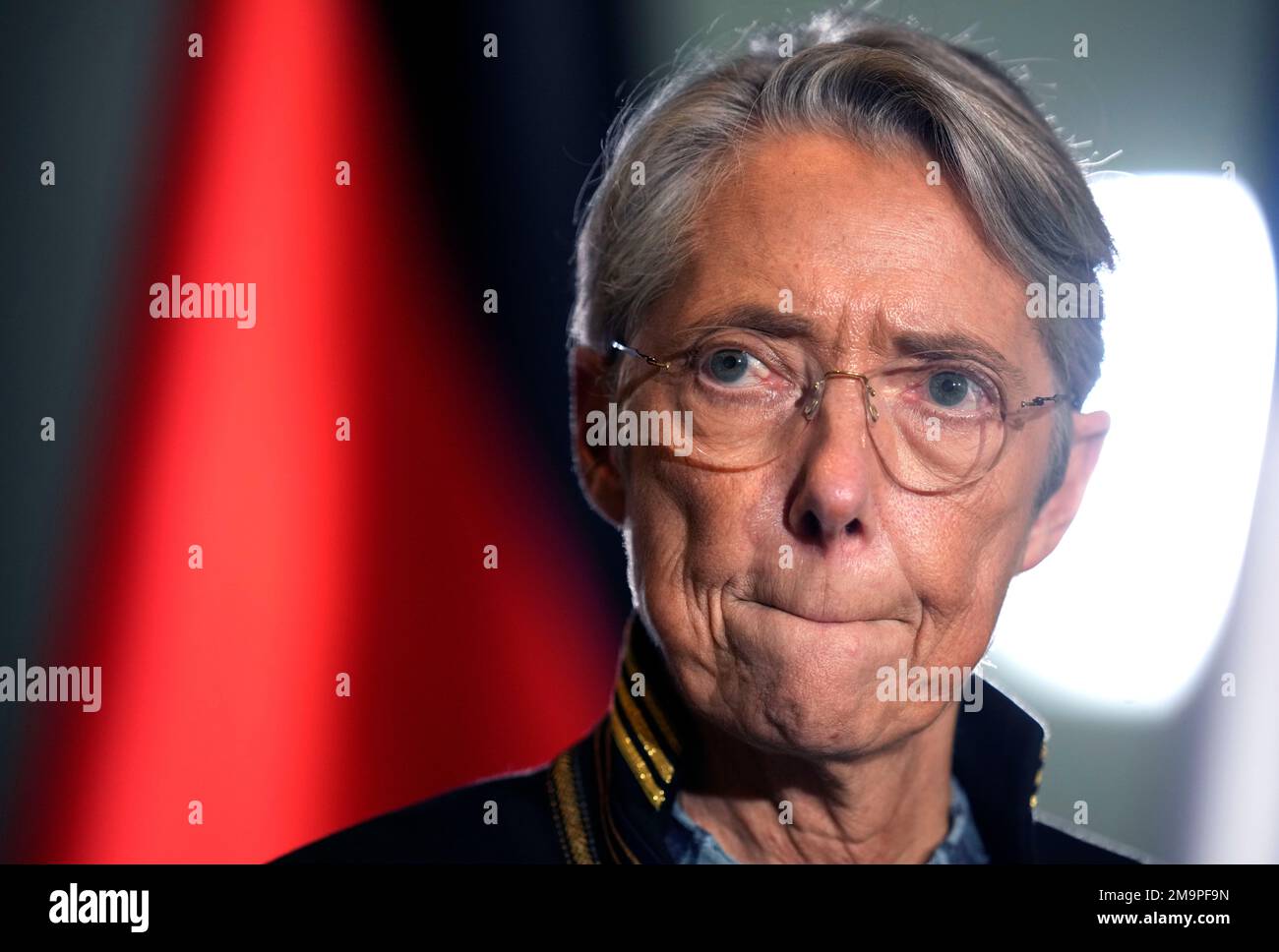 The Prime Minister of France, Elisabeth Borne addresses the media after ...